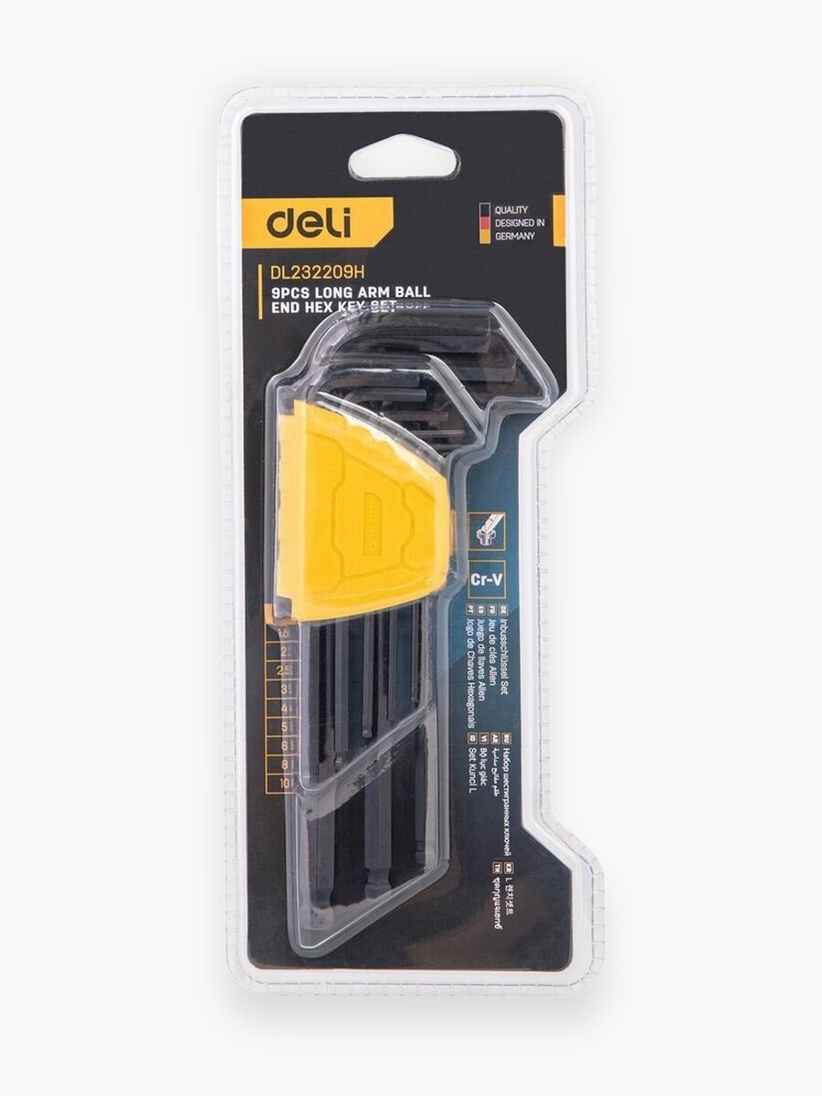 Набор шестигранных ключей с шаром удлиненных Deli DL232209H 9 шт