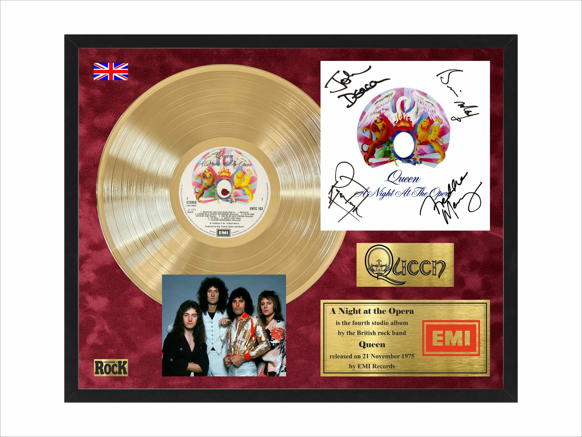 Queen a night at the opera золотой винил в раме