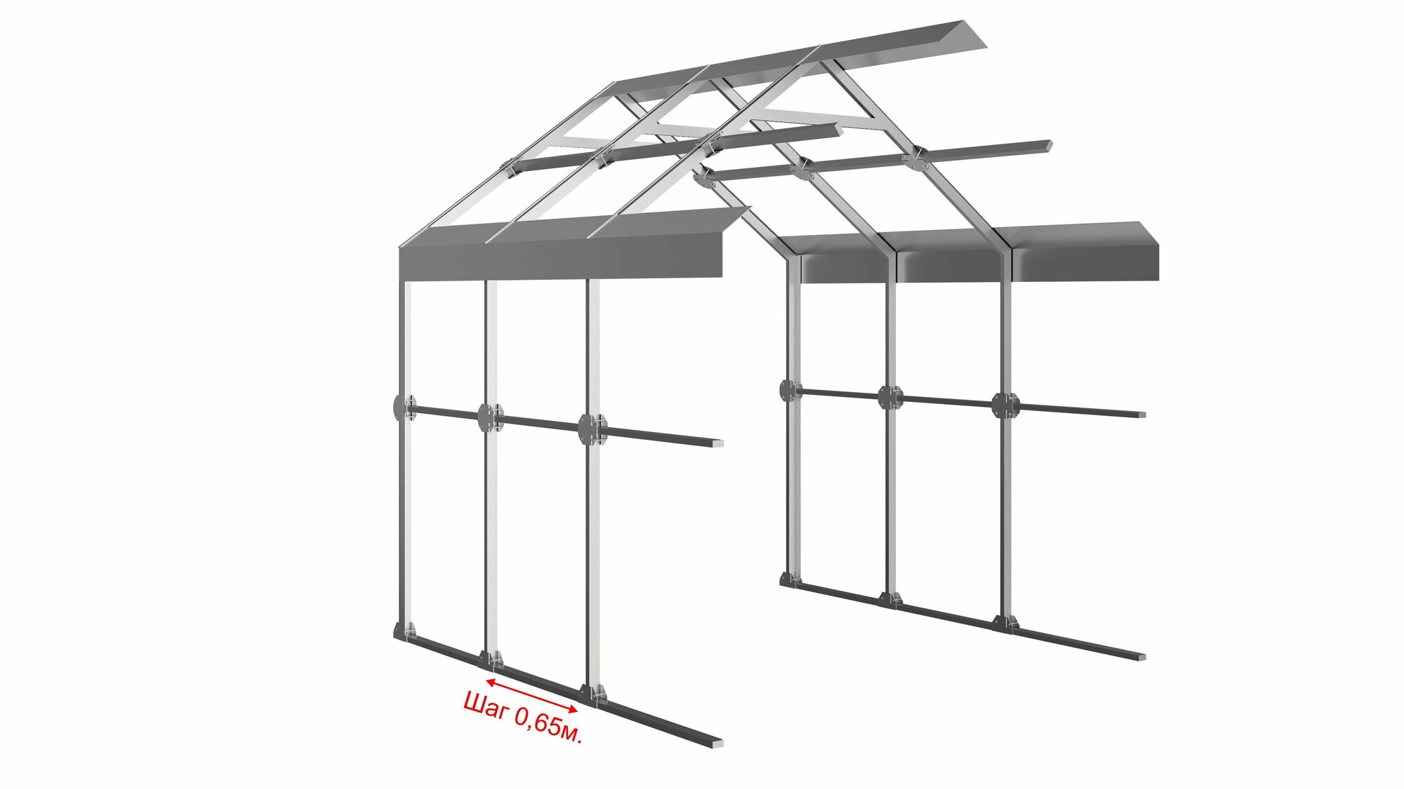 Удлиняющий блок к каркасу теплицы активагро Ударница Англичанка 2х2 метра, шаг между дугами 0,65 м