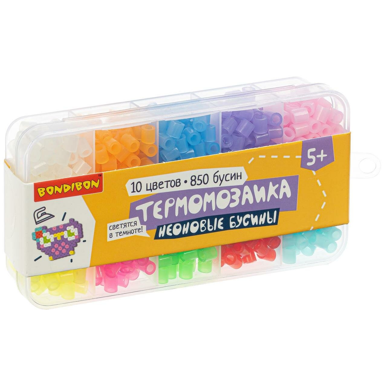 Набор для творчества Bondibon ВВ4988, термомозаика, 850 светящихся бусин