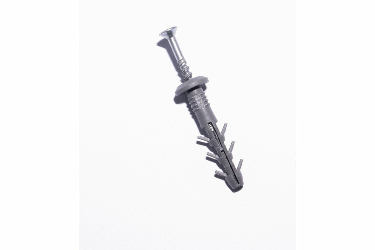 Крепежные системы мвис Дюбель с ударным шурупом (дюбель-гвоздь) 06x40 полипропилен буртик с усами (уп. 100 шт) ДБМ0640Б