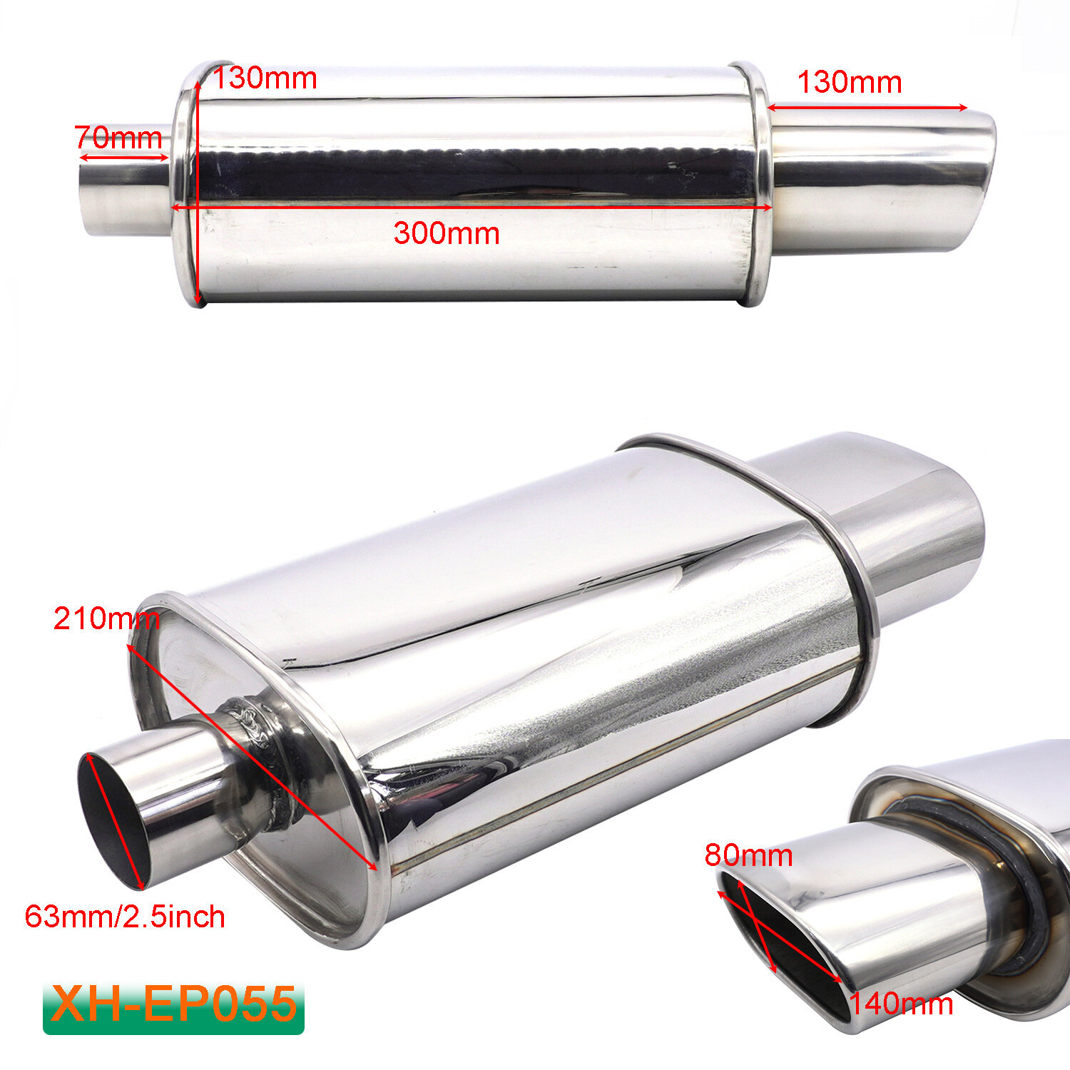 2026 Хвостовой барабан, плоский барабан, громкий барабан, прямой универсальный с хвостовым глушителем, одинарный выход, двойной выход, выхлопная труба автомобиля из нержавеющей стали для модификации
