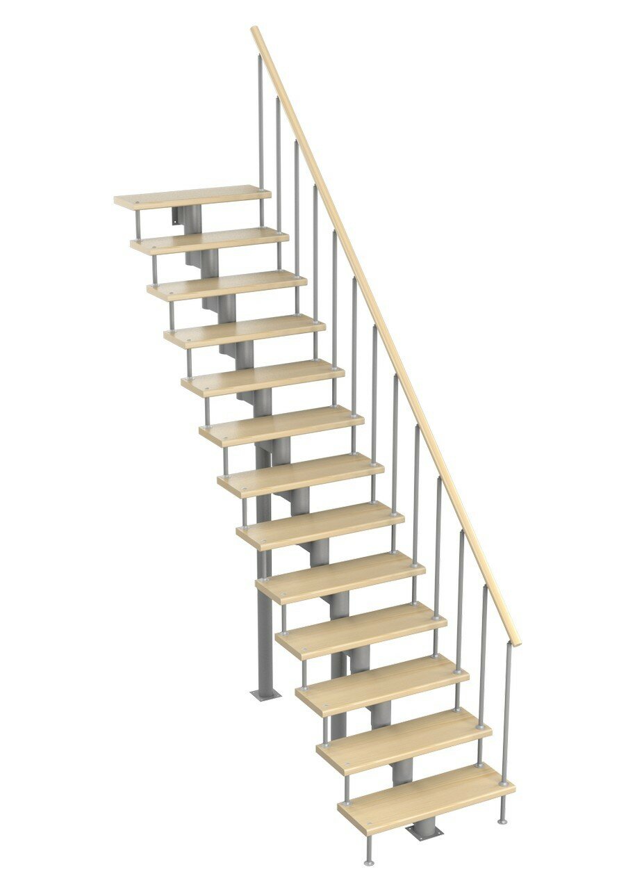 Модульная лестница Стандарт 3150-3290, Серый, Сосна, Крашеная