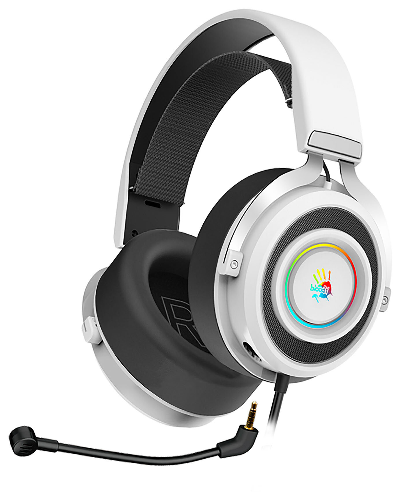 Гарнитура A4Tech G535 (BLACK+WHITE) USB Гарнитура Bloody G535 белый/серебристый, проводная, подсветка