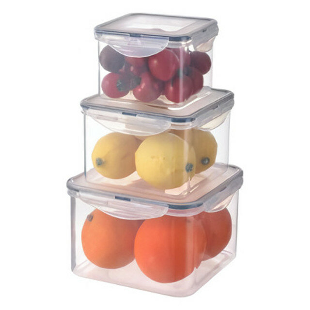 Набор контейнеров TODELIA 3шт 2,2л, 1,25л, 0,65л квадратный пластик