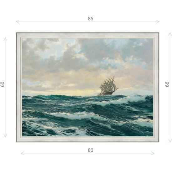 Картина Декор Депо Монтегю Доусона Преодолевая волны Матовая бумага в раме без стекла 66х86 см