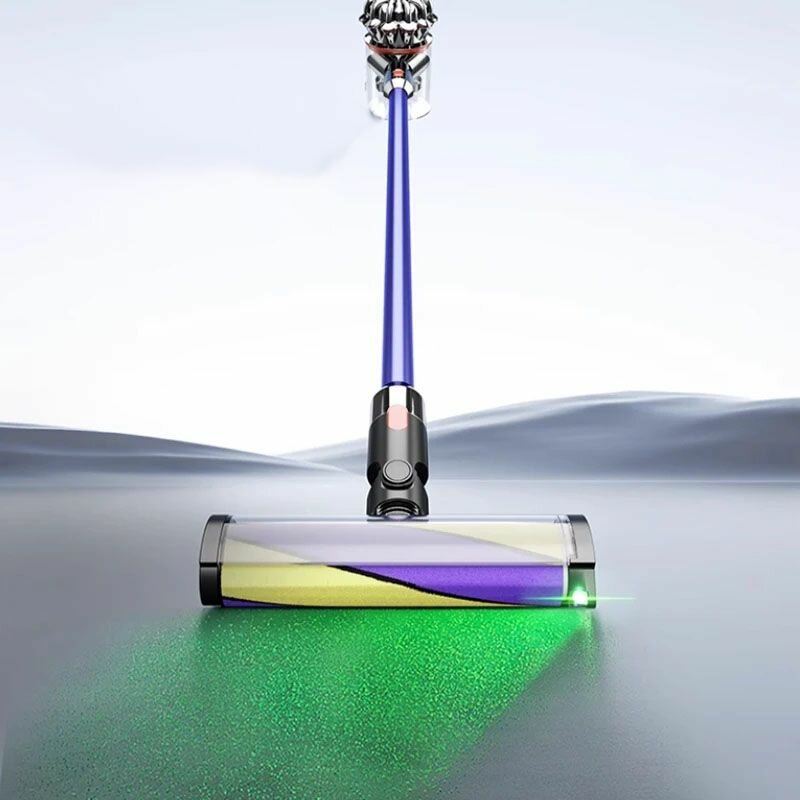 Турбощетка Laser Detect с мягким валиком для пылесосов Dyson V8 V7 V10 V11 V15. Щетка насадка с лазерной зеленой подсветкой и валиком Fluffy. Для уборки твердых полов : ламинат, плитка, паркет.