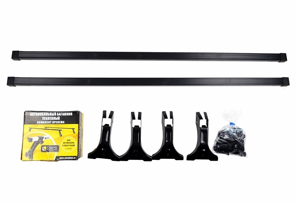 Багажник на крышу с креплением в штатное место, дуга 125см, чёрный для авто: Renault Logan(04-)Renault Sandero(09-)