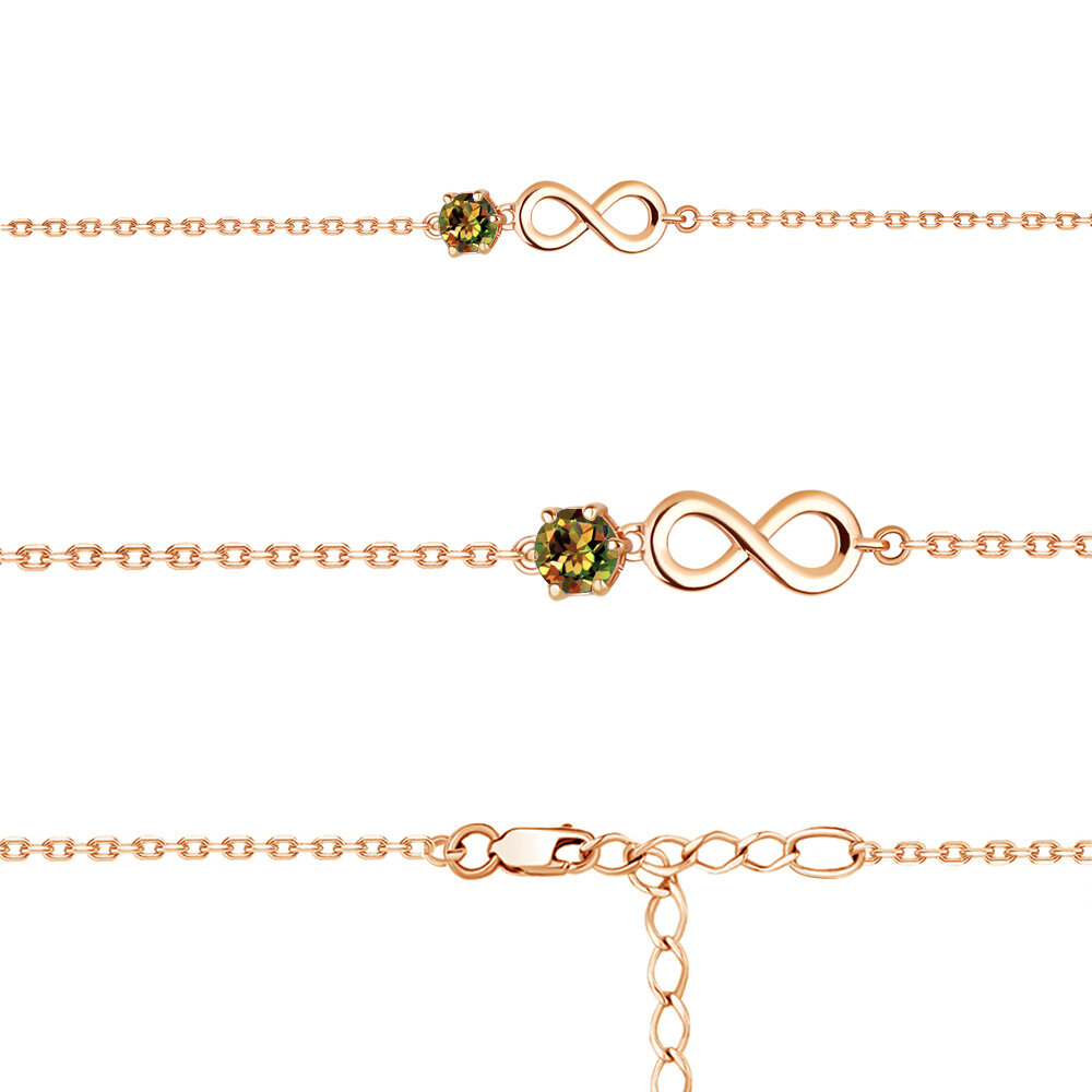 Браслет, серебро, 925 проба, золочение, султанит