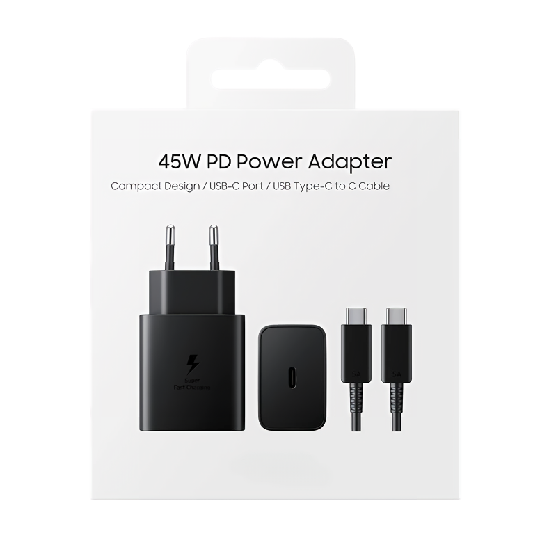 Сетевое зарядное устройство Super Fast Charging 45W для Samsung / Адаптер питания с быстрой зарядкой 45Вт + кабель (USB Type-C-USB Type-C)