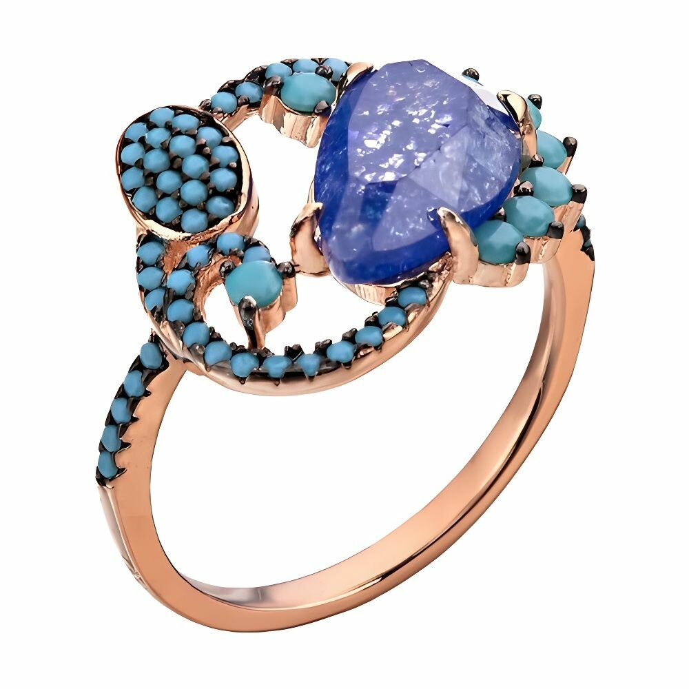 Кольцо, серебро, 925 проба, золочение