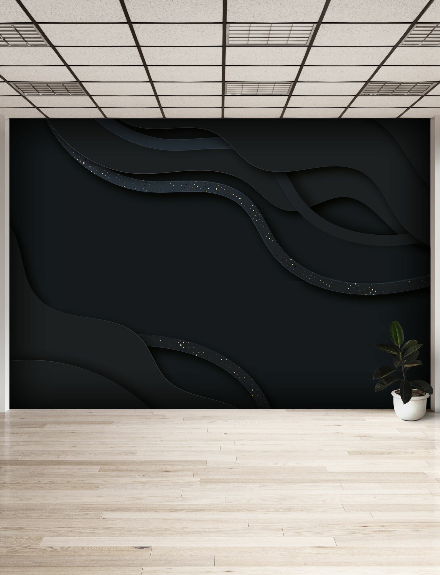 Фотообои Art IrbisPrint на стену Абстрактные черные волны 400х270 на флизелиновой основе