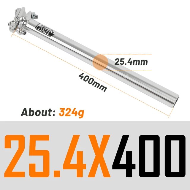 UNO Подседельный штырь алюминиевый черный/серебристый 350/400 мм silver 25.4x400MM