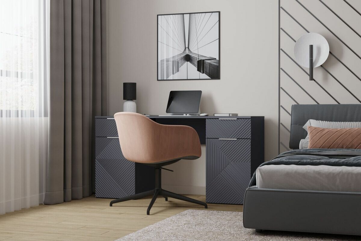 Стол письменный Салерно 5 NEW Графит для документов для книг двухдверный 150*75*60