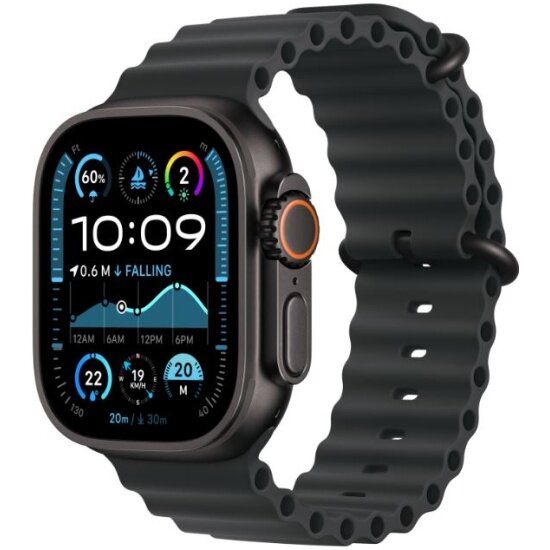 Смарт-часы Apple Watch Ultra 2 2024 GPS + Cellular 49mm Titanium Case with Black Ocean Band черный титан ремешок on size