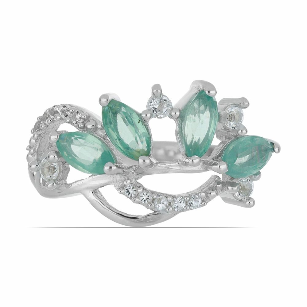 Кольцо, серебро, 925 проба, родирование, топаз, кианит