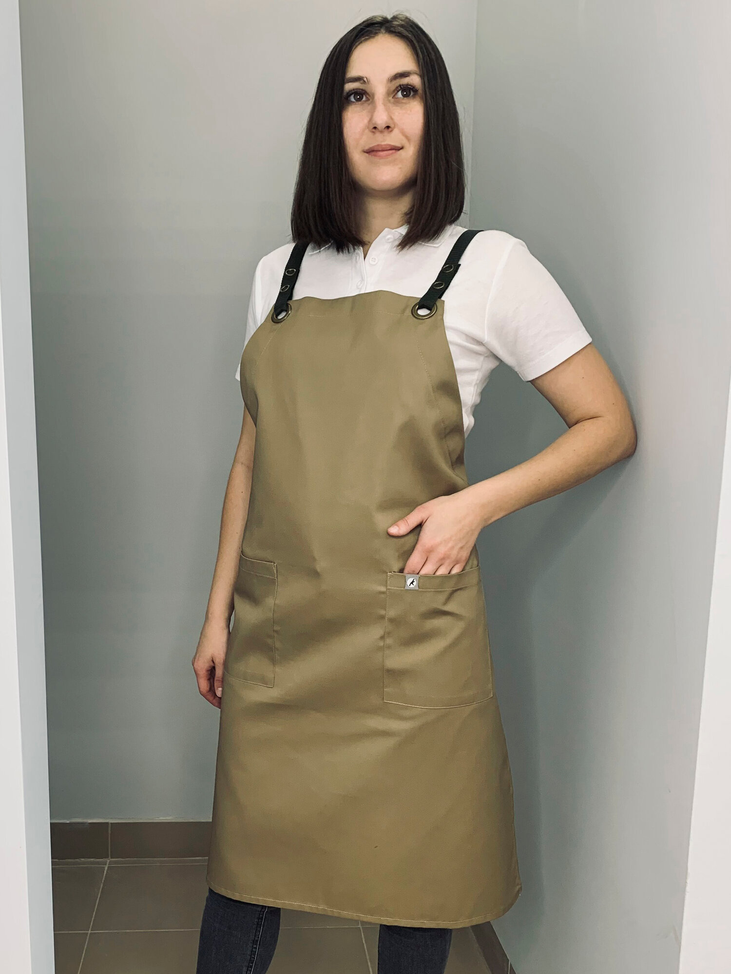 Фартук рабочий KREATEX бежевый для продавца, официанта, мастера