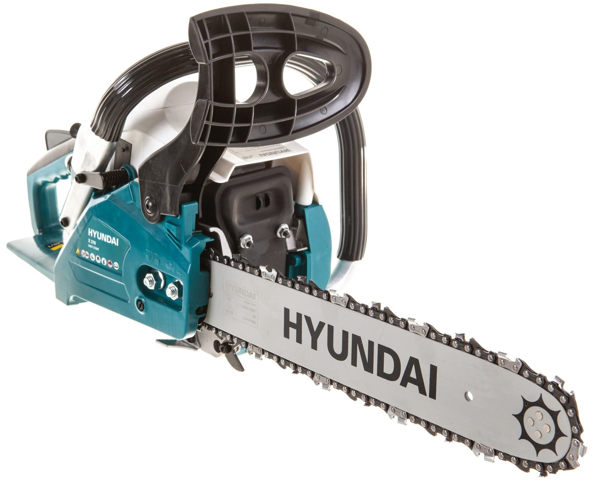 Бензопила HYUNDAI X370, тормоз цепи, мощность 1500 Вт, длина шины 35 см