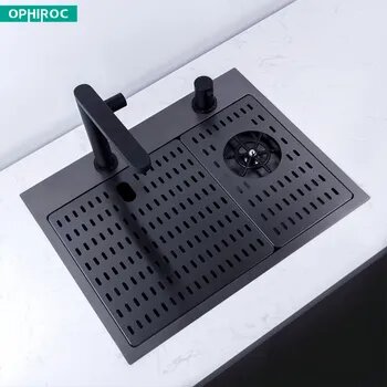 OPHIROC Высококачественная кухонная раковина из нержавеющей стали /SUS304, Нано-черный /55*43cm /DT-B