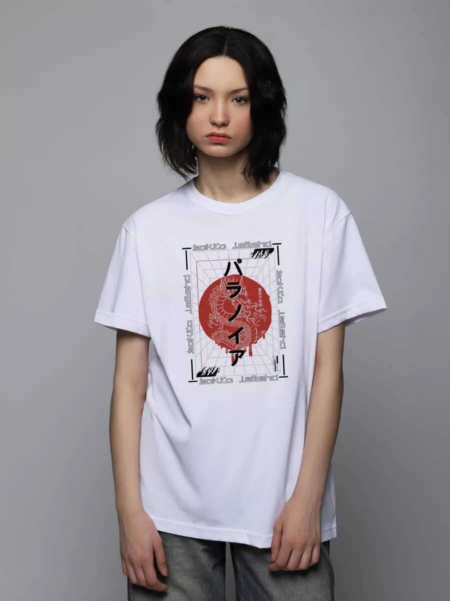 Футболка с принтом японский дракон