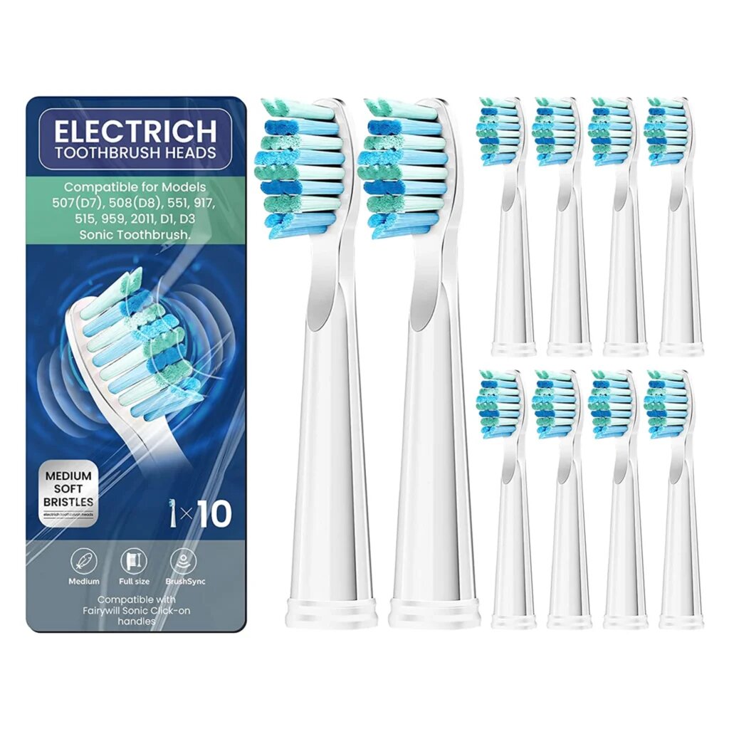 Насадки для зубных щеток Electrich, 10 шт, белые