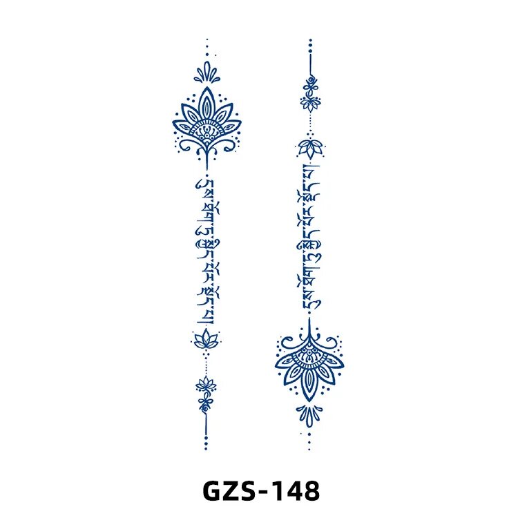Временные татуировки GZS-148, синий цветок