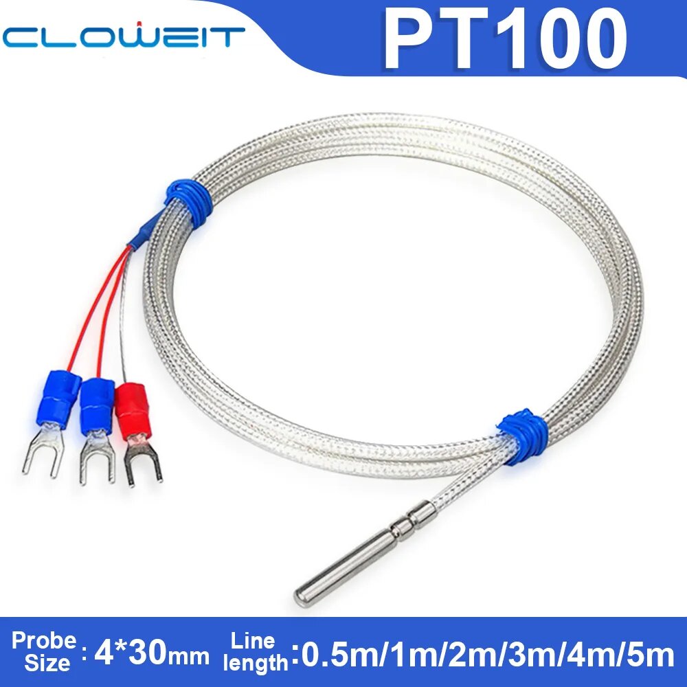 Термодатчик PT100 Cloweit нержавеющая сталь 0,5/1/2/3/4/5 м PT100 Type 2M