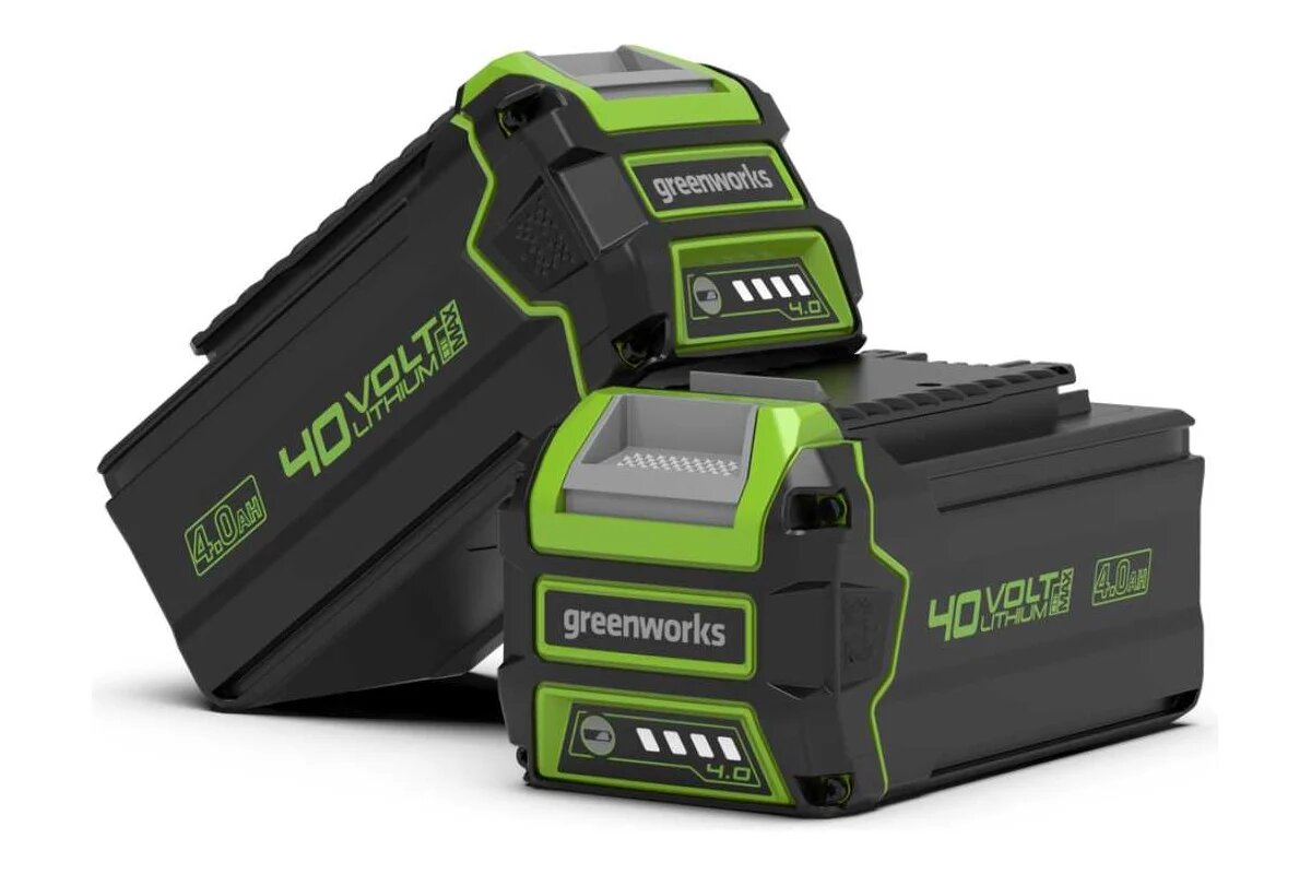 Аккумуляторная батарея Greenworks G40B4 2927007, 1620 Вт, 40 В, 4 Ач, индикатор заряда, ударопрочный, черный/зеленый