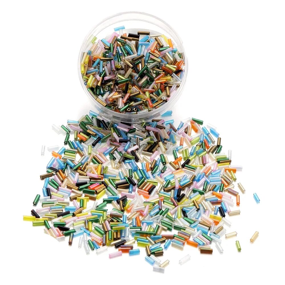 Бусины стеклянные прямоугольные, 400 шт, 2*7 мм, Multicolor