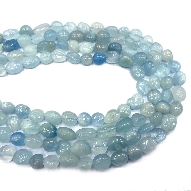 Бусины из натурального аквамарина 8-10 мм LUOMAN XIARI