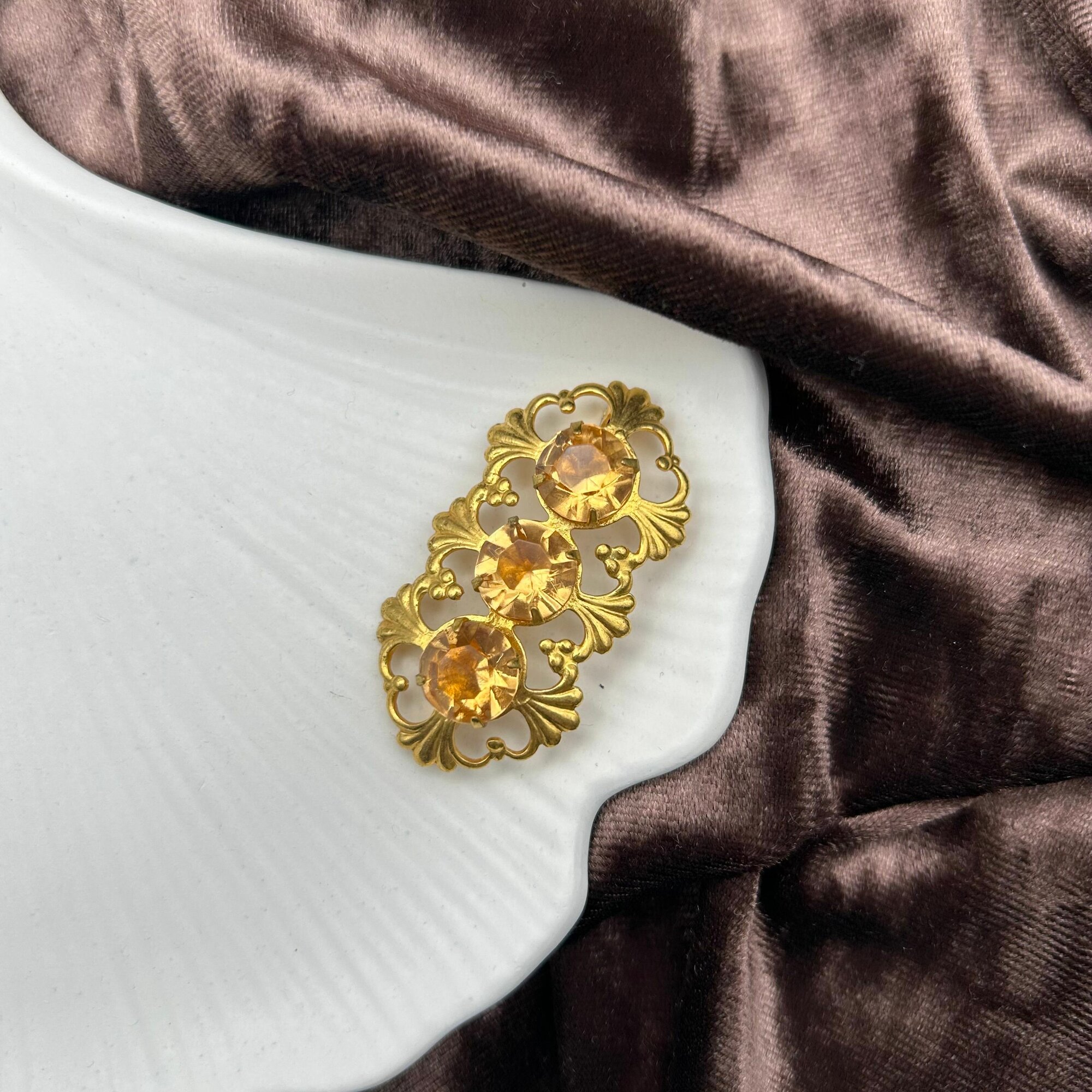 Советская винтажная позолоченная брошь с клеймом