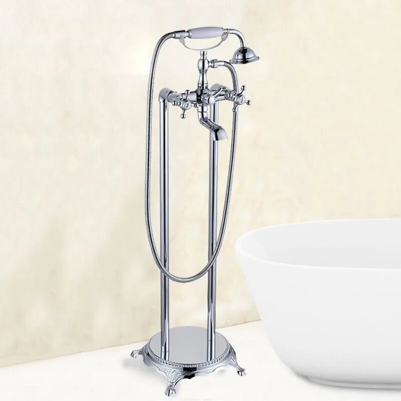 Смеситель для ванны и душа, смеситель для ванны от пола до потолка, Ретро-телефон в европейском стиле, горячая и холодная вода, латунь