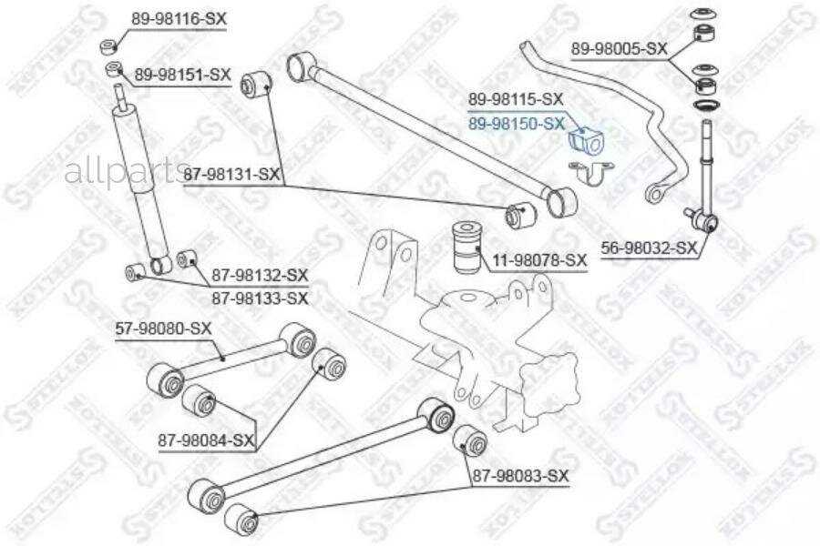STELLOX 8998150SX втулка стабилизатора заднего центральная!\ Toyota Land Cruiser KDJ9#/KZJ9#/VZJ9# 96>