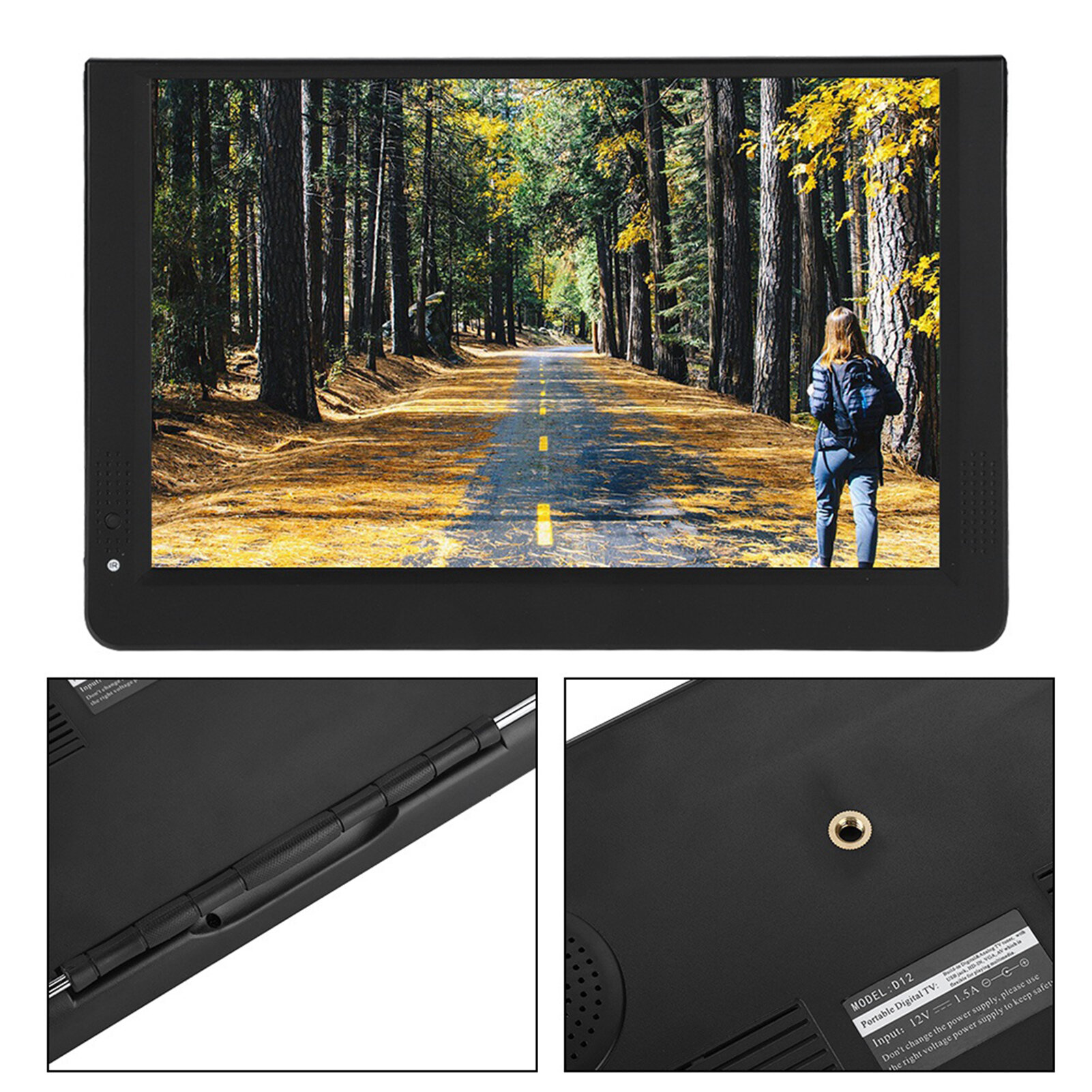 12-дюймовый цветной экран 1080P Автомобильное цифровое ТВ ATV/UHF/VHF Стерео окружающее автомобильное телевидение Американская вилка 110 220 В