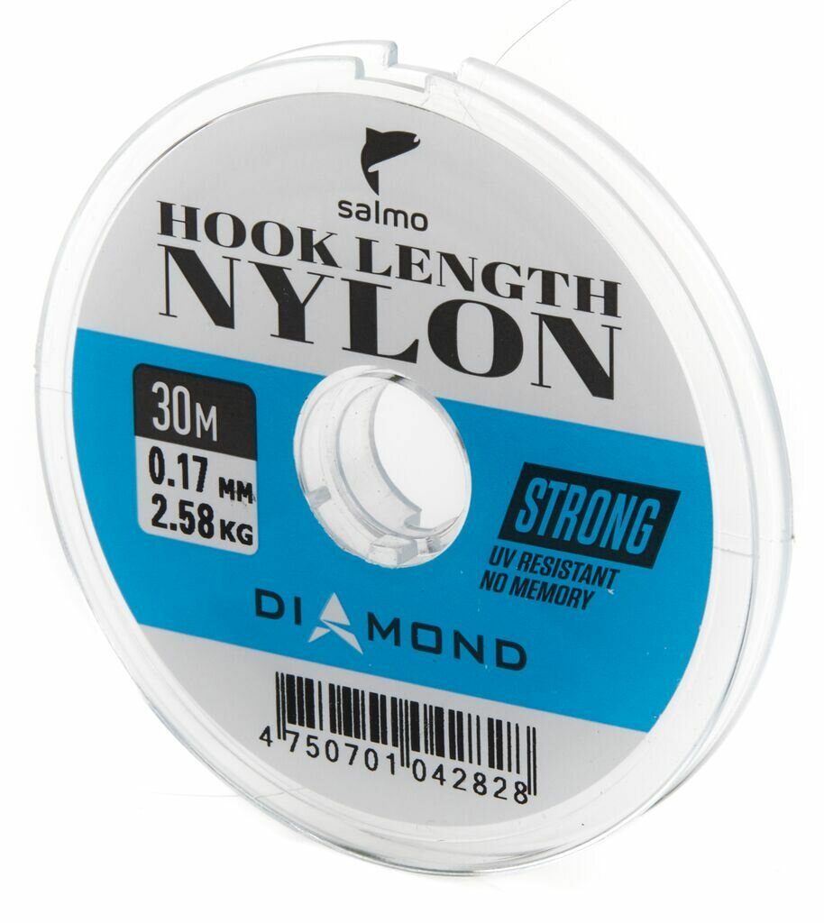 Леска монофильная для летней рыбной ловли Salmo Diamond HOOK LENGTH NYLON 030/017 упаковка из 10 штук