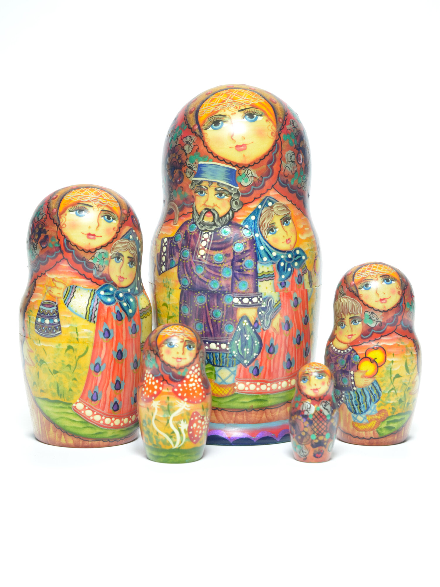 Матрешка "Душа деревни", авторская роспись, 5 кукол, высота 14см