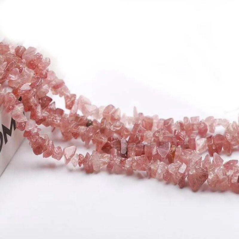 Бусины из розового кварца, Strawberry Crystals, 5-8 мм
