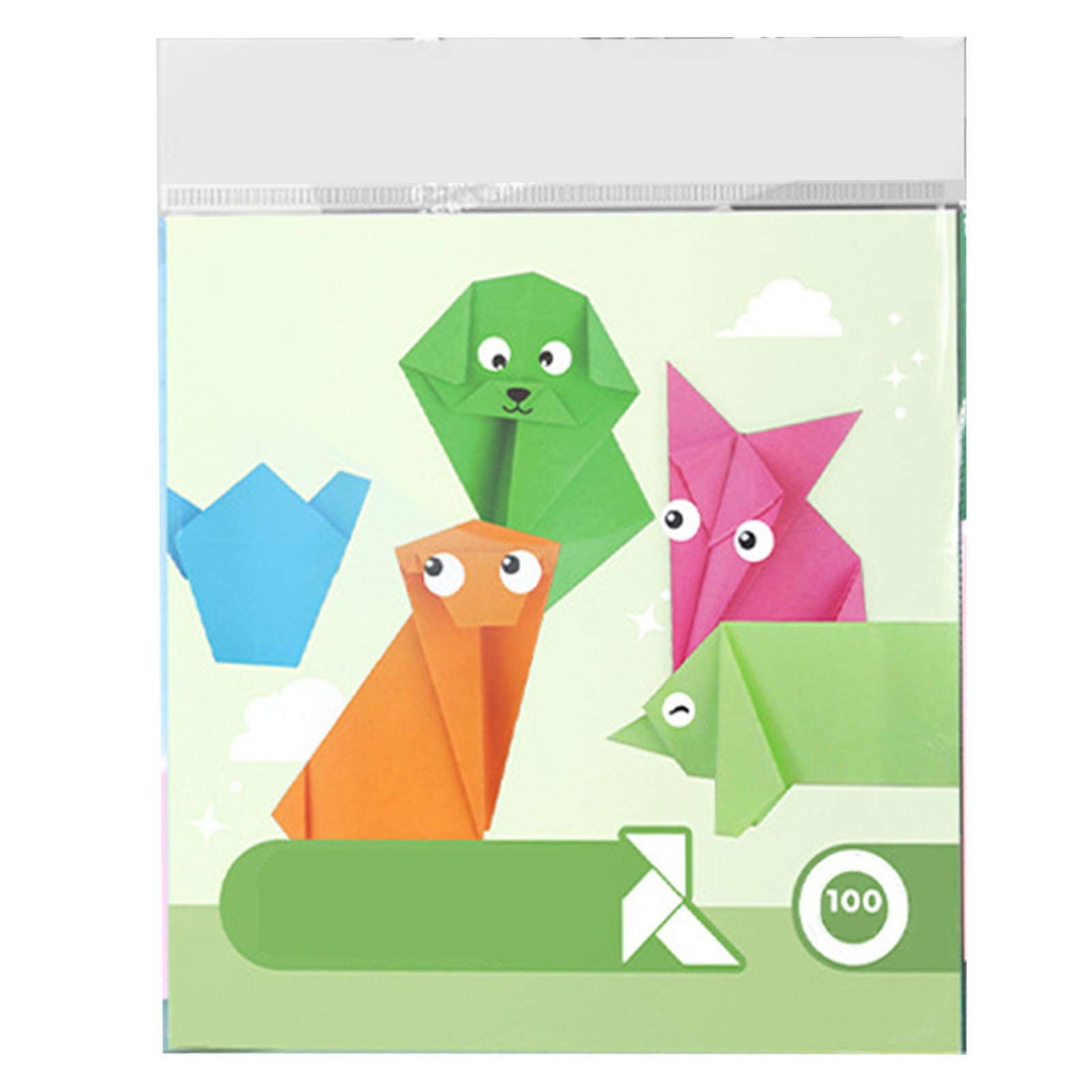 Бумага Оригами 100 Листов Многоцелевая DIY Мультяшная Животных Красочная Для Детского Сада