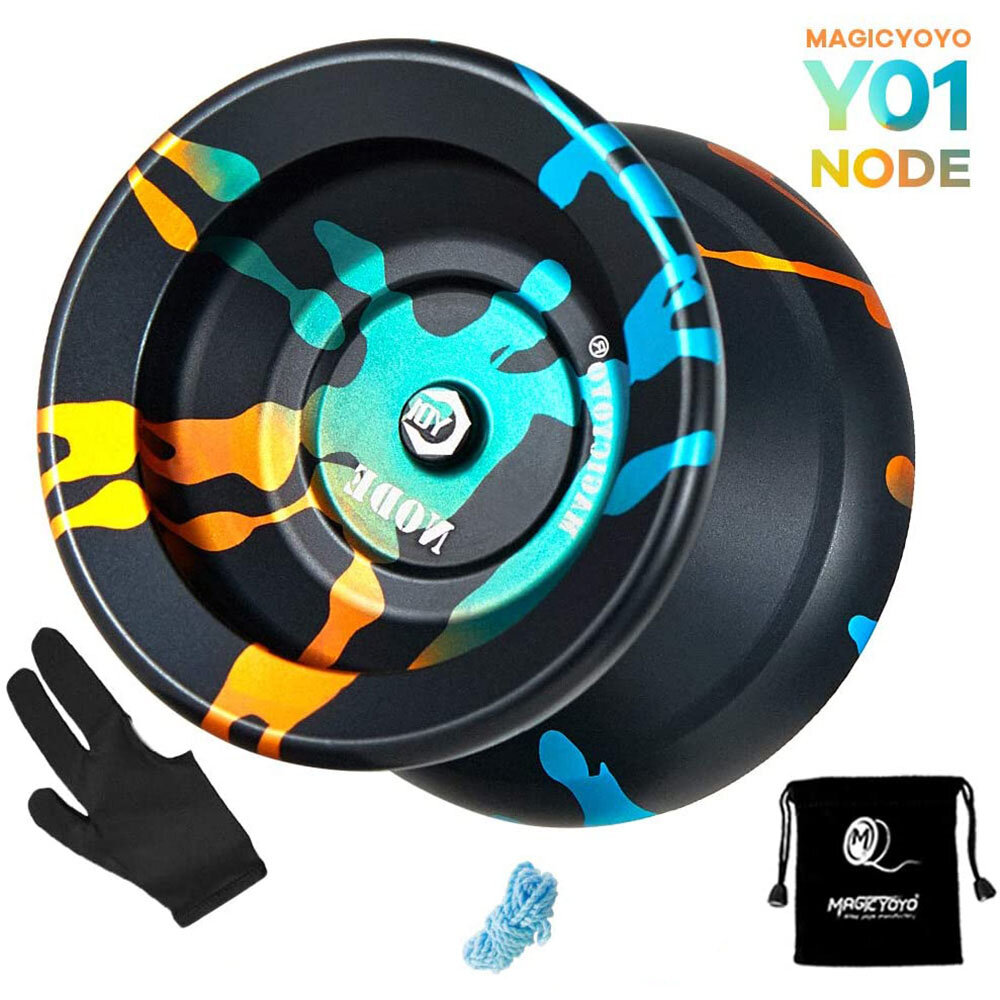 MAGICYOYO Y01 Yo-Yo Butterfly 55 mm 44 mm 5 mm 10-ball stainless steel KK bearing 6061 alloy Line control (1A, 3A, 5A) Yellow silicone pad 43.31 inches / 110 cm 68 grams 1x YOYO Y01 1x Yo-yo line 1x Glove 1x Bag