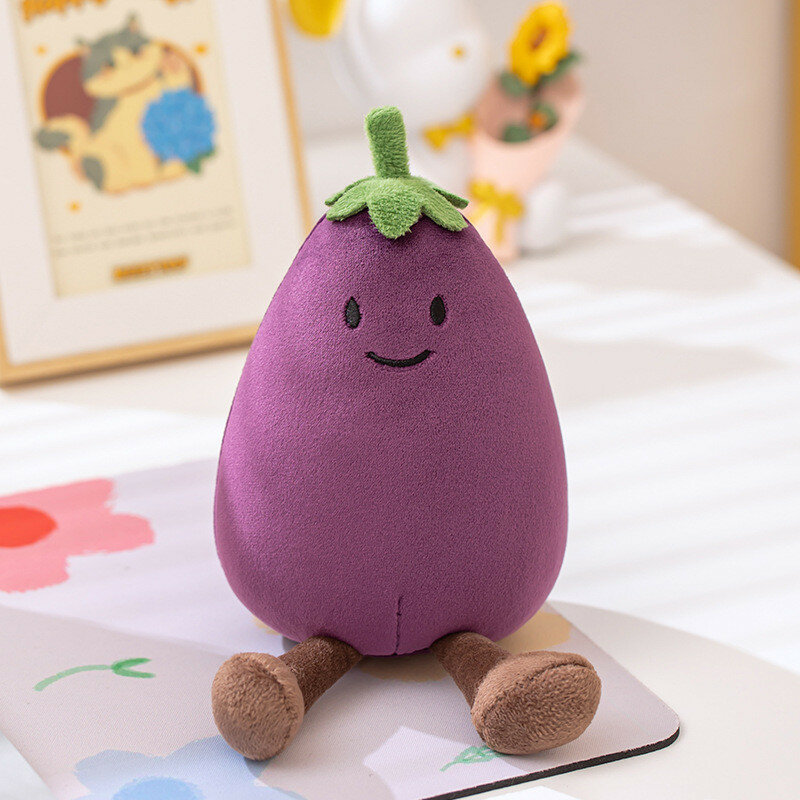 Игрушка мягкая овощи и фрукты мультяшная с хлопковым наполнителем для детей игрушка подарок баклажан 15 см
