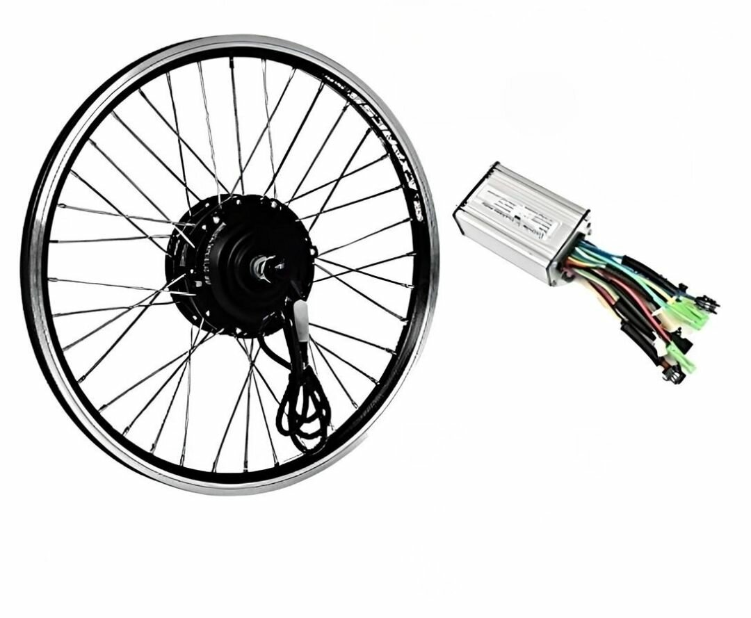Мотор-колесо переднее, редукторное 500Вт, 24", LCD S830 с курком газа 36В/48В, набор (Green-DDK)