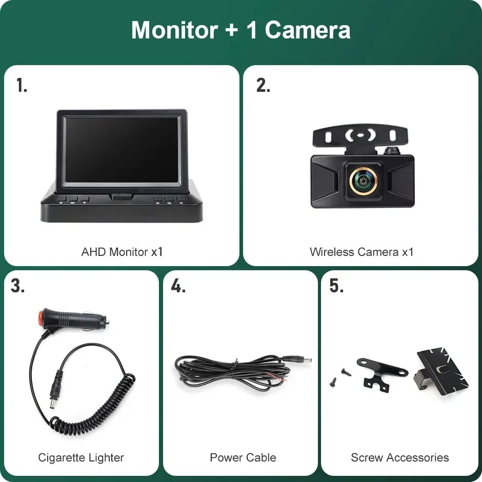 Беспроводной AHD 4,3-дюймовый цифровой IPS-экран, складной складной автомобильный монитор «рыбий глаз», золотой объектив, 1080P, Wi-Fi, камера заднего вида