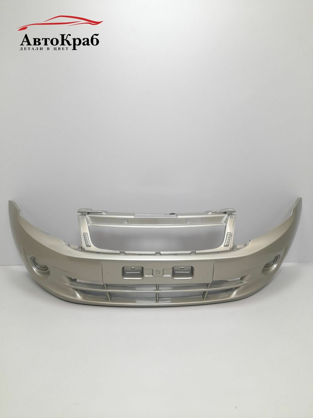 Бампер передний в цвет без ПТФ для Лада Гранта 2011 - 2014 г. 242 - серый базальт, серо зеленый