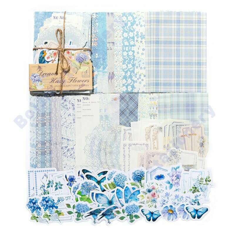 Бумага для скрапбукинга Mr.paper, набор 100 листов с ретро цветочным дизайном, 40 листов бумаги + 40 стикеров и 20 этикеток для украшения блокнотов и DIY проектов