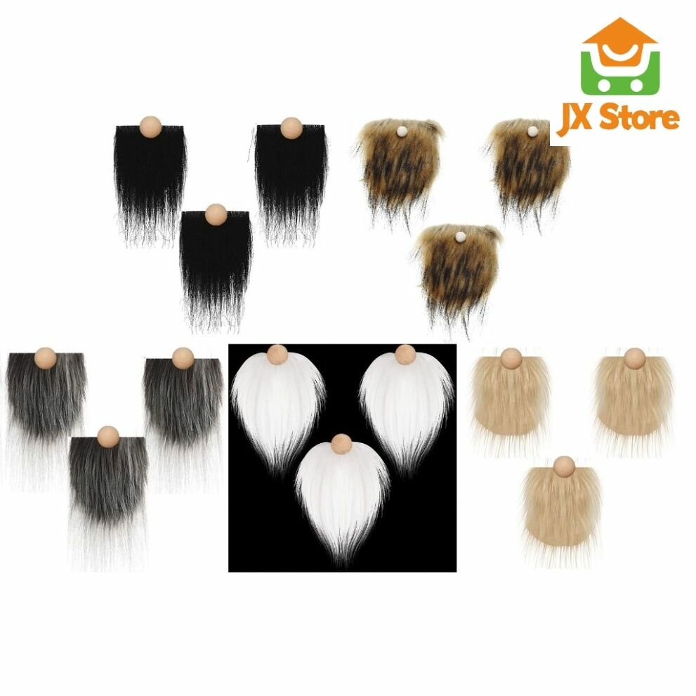 Эксклюзивный комплект из 6 деревянных бусин и искусственных бород для гномов