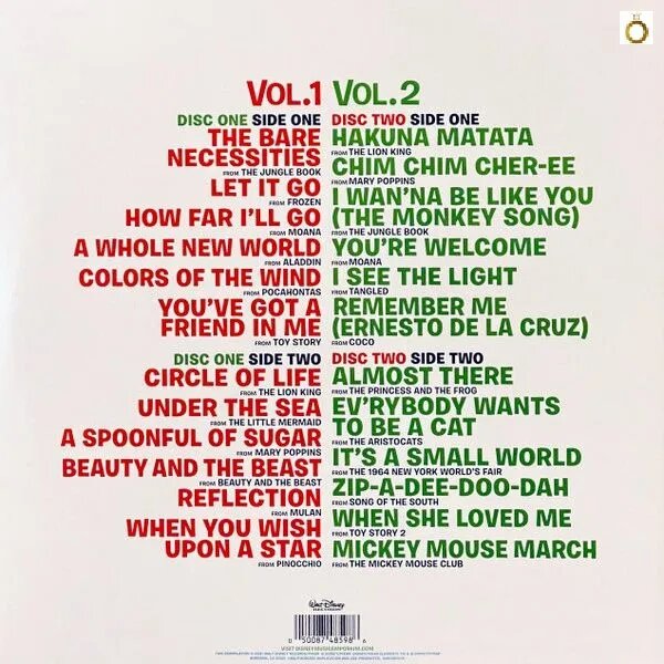 Disney Ultimate Hits Vol. 1 & 2 (2LP, Limited Edition, Green & Blue Colored Vinyl) Виниловая пластинка — фото 1