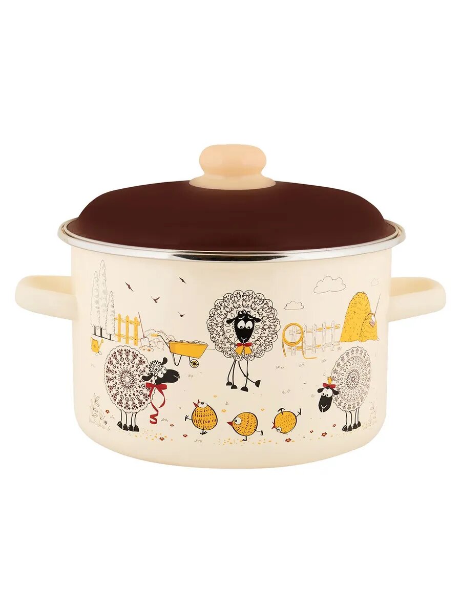 Кастрюля эмалированная Appetite Подворье, с крышкой, 5,5 л