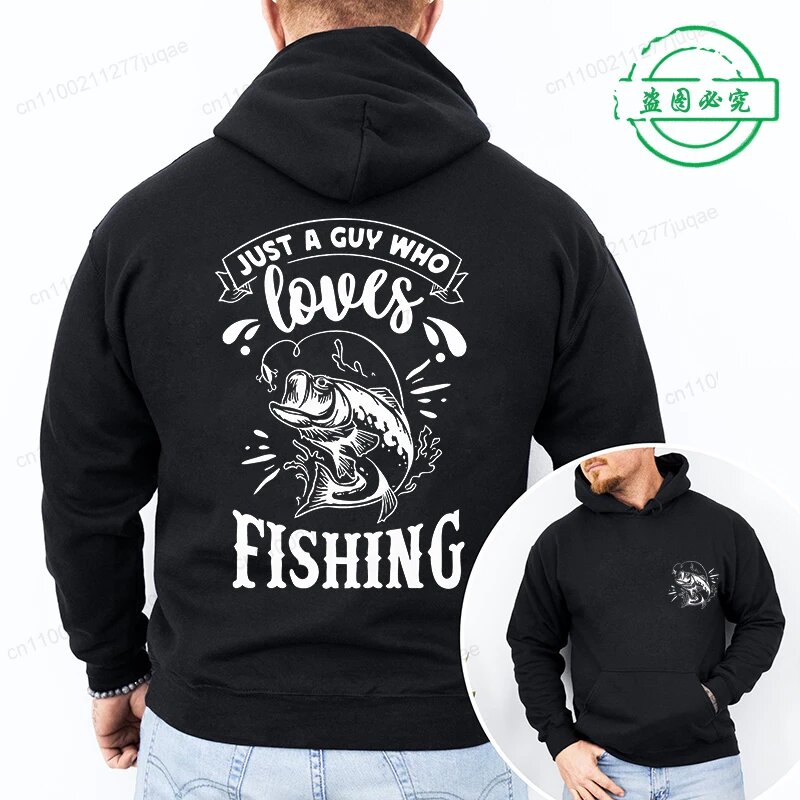 Черная мужская толстовка с рыбой, Fishing