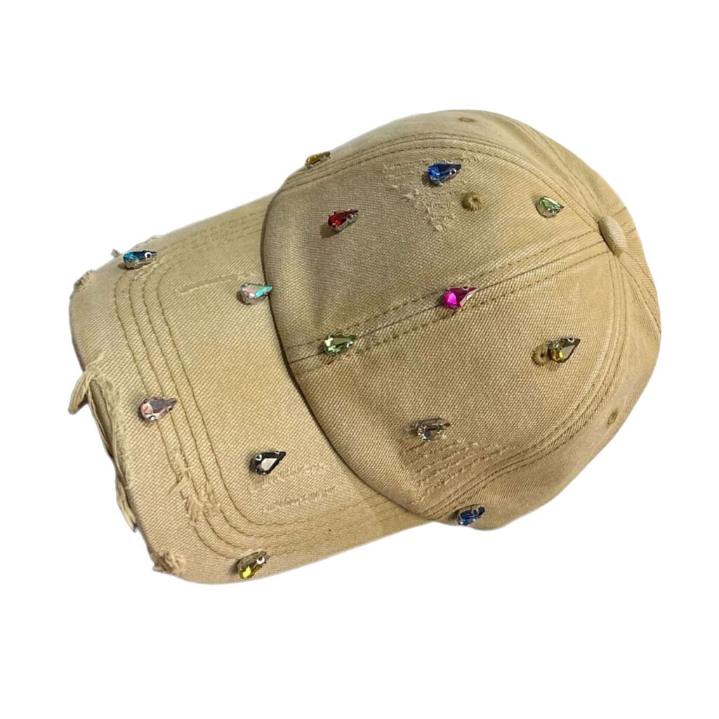 Корейская яркая нишевая легкая роскошная шапочка со стразами-бежевый