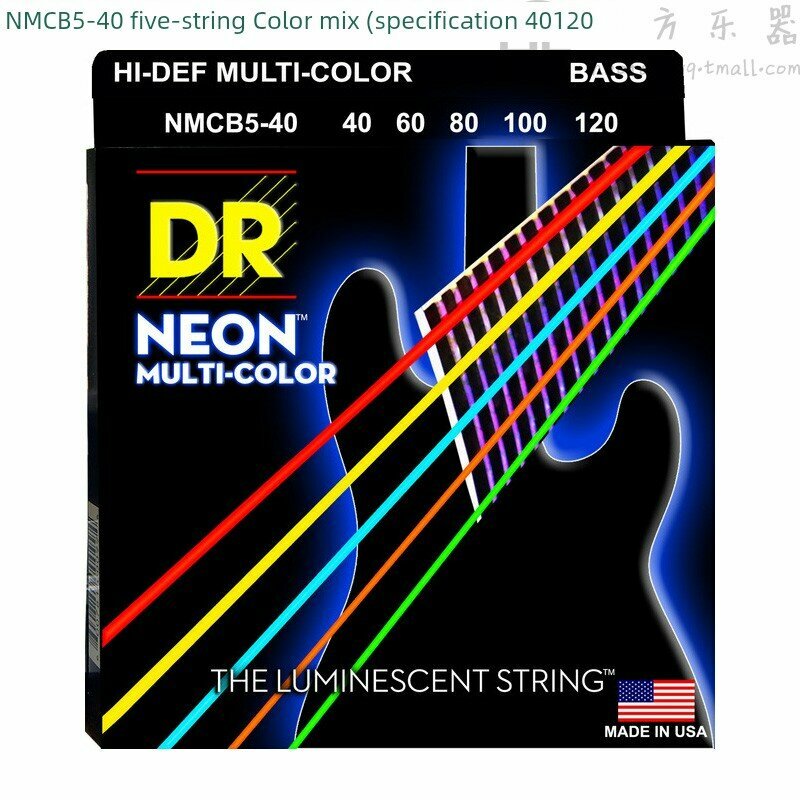 DR NEON Неоновые Струны для Электробаса 5-Струнные 40-120 Гаус, Цветная Смесь